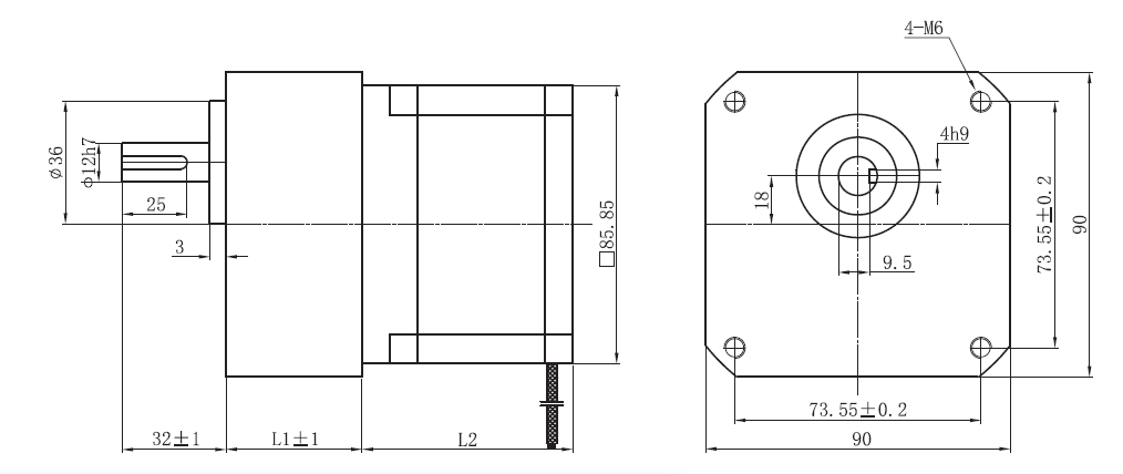 Nema 34 86mm x 86mm Stepper Motor With Spur Gearbox - HH Motor