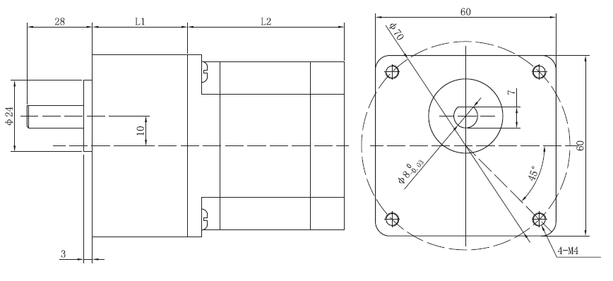 Nema 23 57mm x57mm Stepper Motor With Spur Gearbox - HH Motor